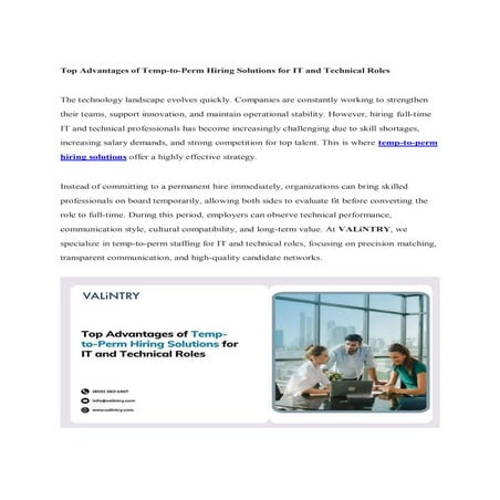 Top Advantages of Temp-to-Perm Hiring Solutions for IT and Technical ...