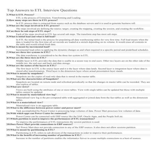 Top Answers To Etl Interview Questions Pdf