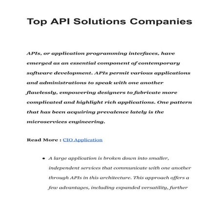 Top API Solutions Companies. | PDF | Internet | Computing