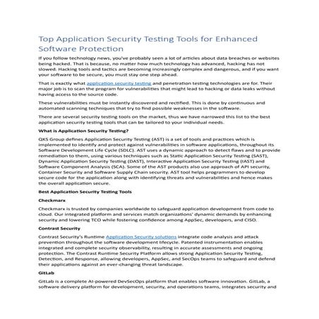 Top Application Security Testing Tools For Enhanced Software Protectionpdf