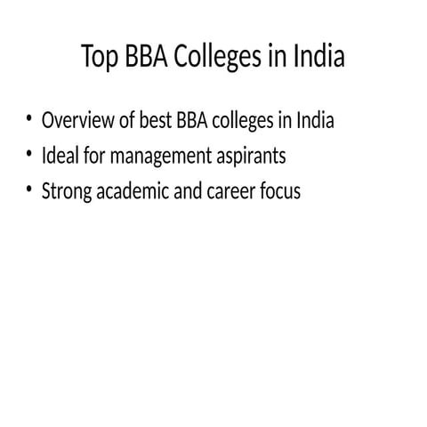 Top 10 MBA Colleges in India for Quality Education & Placements | PPTX