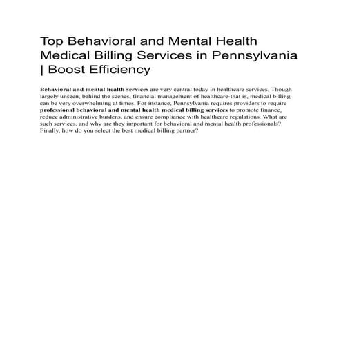 Top Behavioral and Mental Health Medical Billing Services in ...