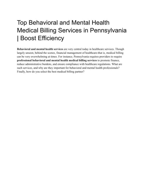 Mental Health Billing Growing Importance of Behavioral Healthcare.pptx