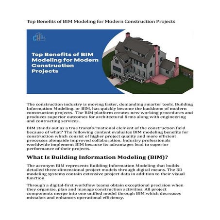 Top Benefits of BIM Modeling for Modern Construction Projects. | PDF