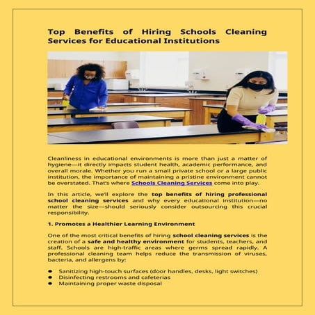 School Cleanliness: Tips for Creating a Cleaning Plan That Suits Your ...