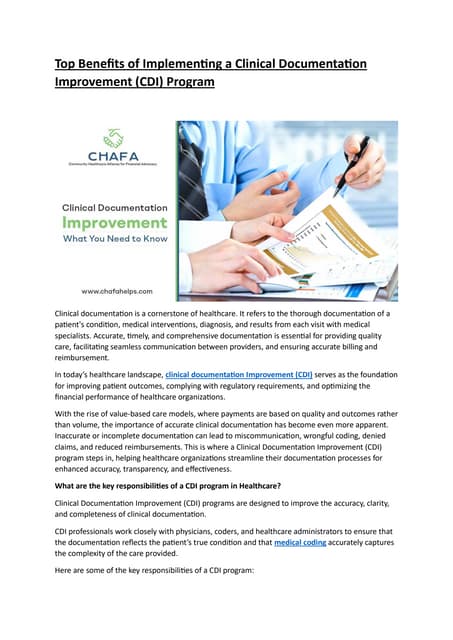 Clinical Documentation Improvement: Importance, Methodology Benefits ...