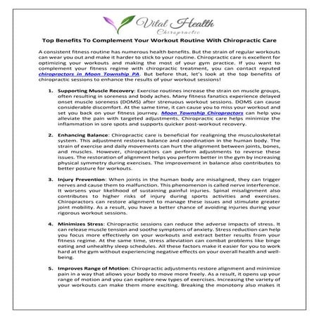 Top Benefits To Complement Your Workout Routine With Chiropractic Care