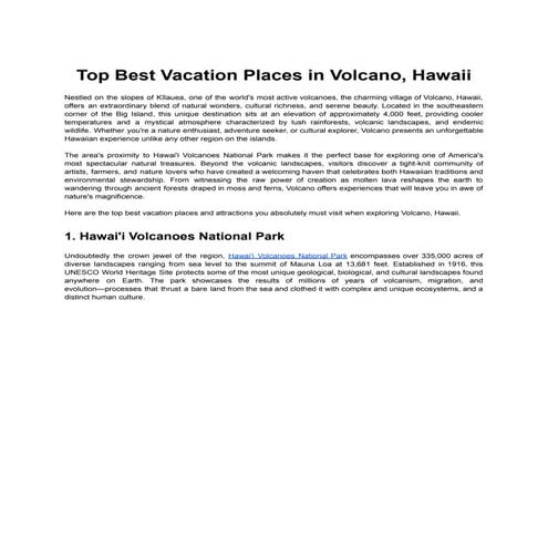 Top Best Vacation Places in Volcano, Hawaii | PDF