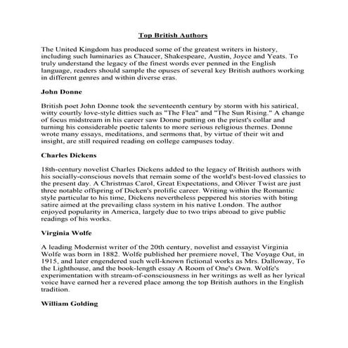 Top british authors | PDF