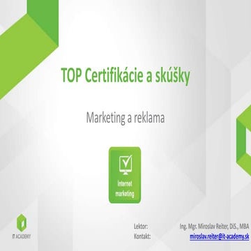 TOP Certifikácie v Marketing a Reklame | PPTX