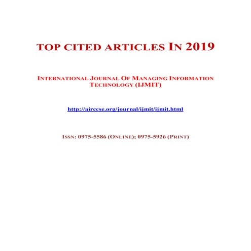 Top Cited Articles in 2019 - International Journal of Managing Information Technology (IJMIT ...