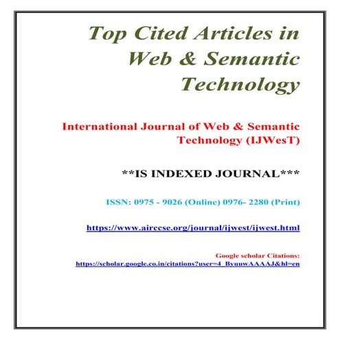 Top Cited Articles - September 2024 - Top Cited Articles in Web & Semantic Technology | PDF
