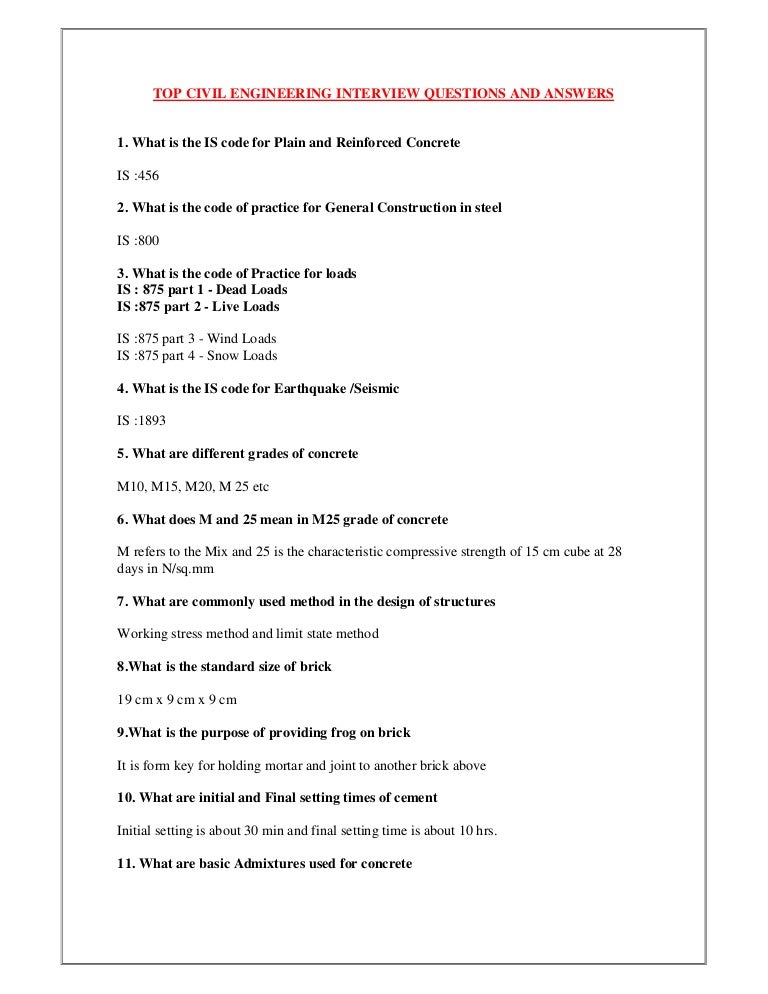 Top Civil Engineering Interview Questions And Answers top-civil-engineering-interview-questions-and-answers