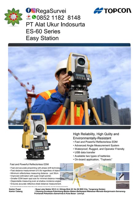 Pengenalan Bagian-Bagian Total Station TOPCON ES dan GM | PDF