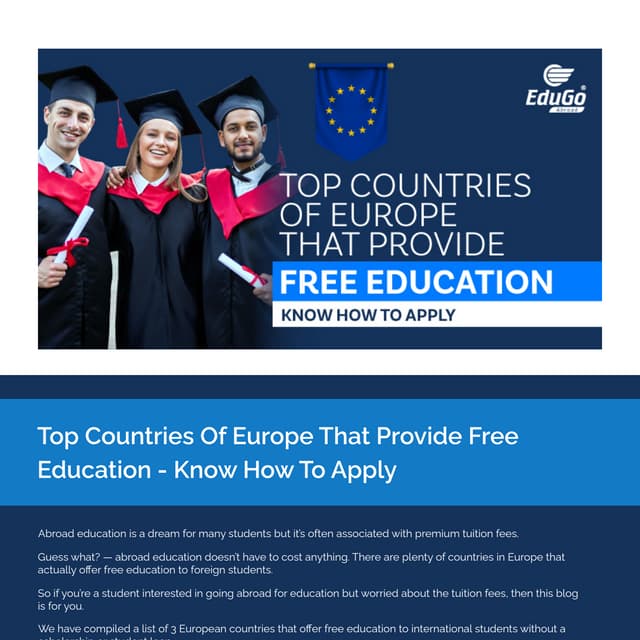 Top Countries Of Europe That Provide Free Education – Know How To Apply.pdf