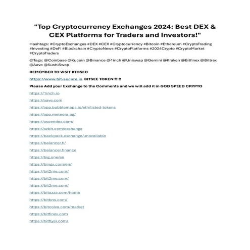 Top Cryptocurrency Exchanges Best DEX & CEX Platforms .pdf | Internet | Computing