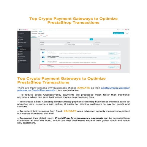 Top Crypto Payment Gateways to Optimize PrestaShop Transactions | PDF