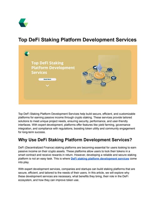 Top DeFi Staking Platform: Key Features & Benefits | PDF