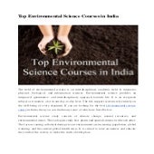 Top Environmental Science Courses in India | PDF | Environment | Science
