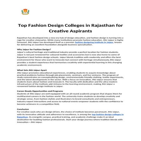 Top Fashion Design Colleges in Rajasthan for Creative Aspirants.docx