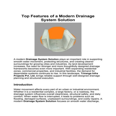 Top Features of a Modern Drainage System Solution | DOCX