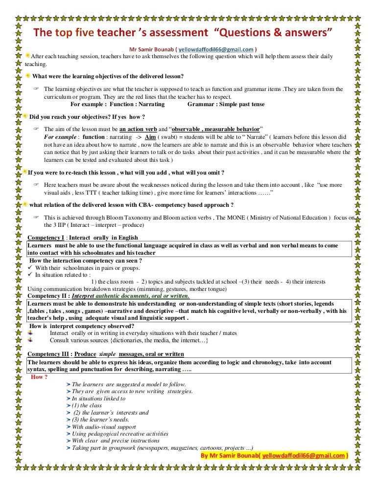 Top five assessment questions and answers