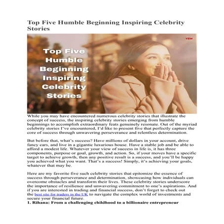 Top 5 Humble Beginning Inspiring Celebrity Stories | The Enterprise ...