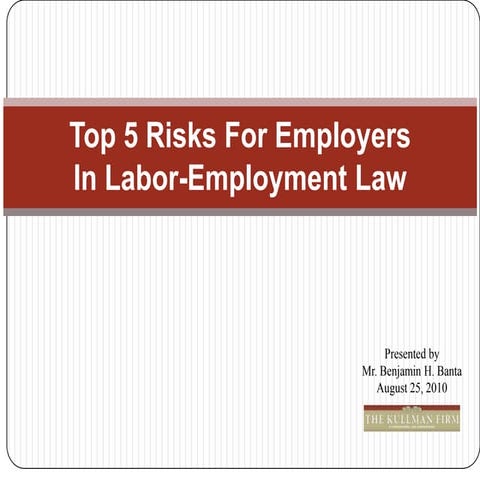 Top 5 Labor/Employment Law Risks for a Company in 2010 | PPTX ...