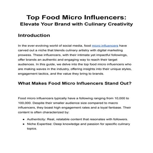 Top 15 Food Micro Influencers in 2024 / GRIN | PDF