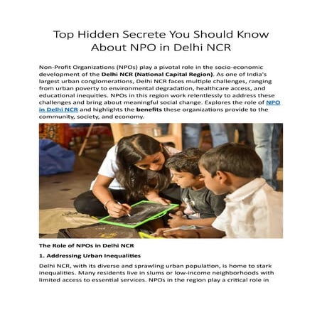 Top Hidden Secrete You Should Know About NPO in Delhi NCR | PDF