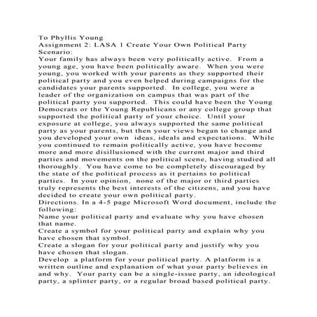 Create Your Own Political Party Scenario Your family has always bee.docx