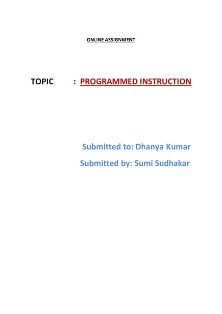 Programmed instruction | PDF