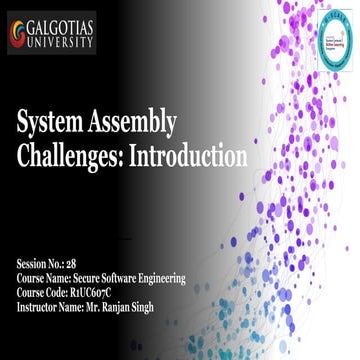 System assembly challenge Introduction rr | PPTX