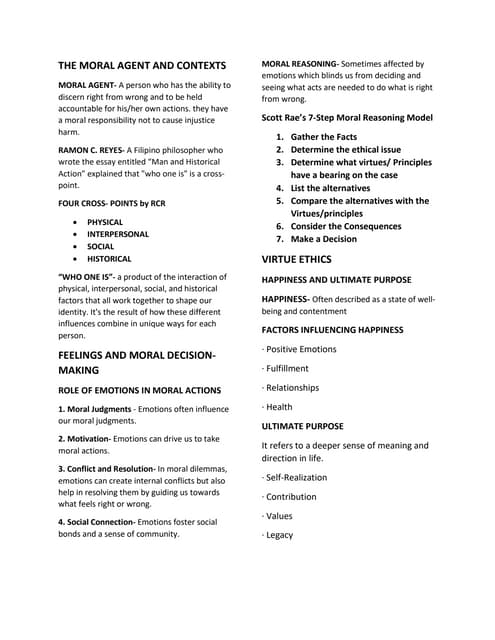 Ethics- Chapter 2 moral agent of morality | PPTX