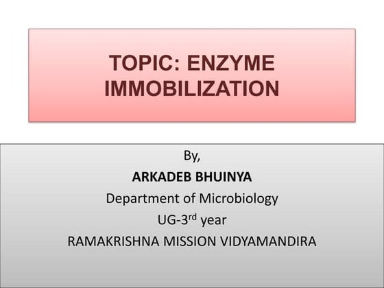 Enzyme immobilization and applications | PPT