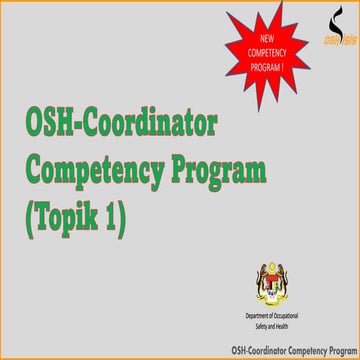 OSH COORDINATOR COURSE (MINISTRY OF HEALTH) | PDF