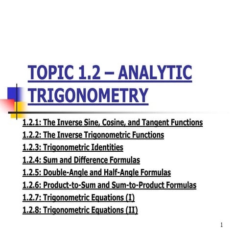 Analytic trigognometry | PPT