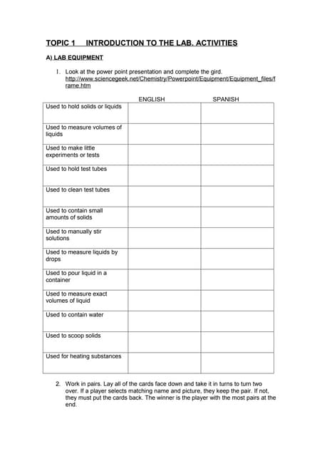 Laboratory tools and equipment | PPTX | Chemistry | Science