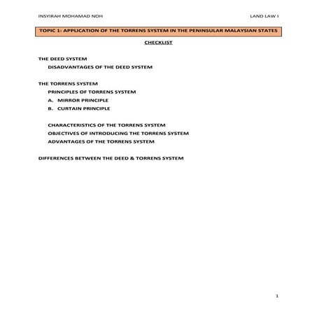 TORRENS SYSTEM - LAND LAW | PDF