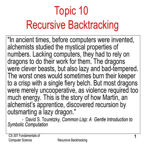 Topic 10 - Recursive - Backtracking .ppt