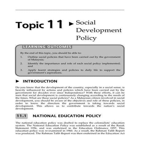 Topic 11 sociol development policy | PDF