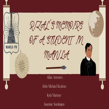 Topic 1 Rizal's Memoirs of a students in Manila | PDF