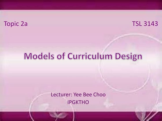 Dynamic Model Of Curriculum Development Ppt 
