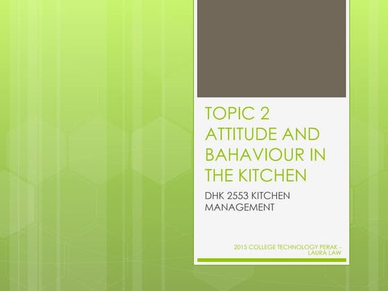2015 DHK2553 Topic 1 introduction kitchen management | PPT