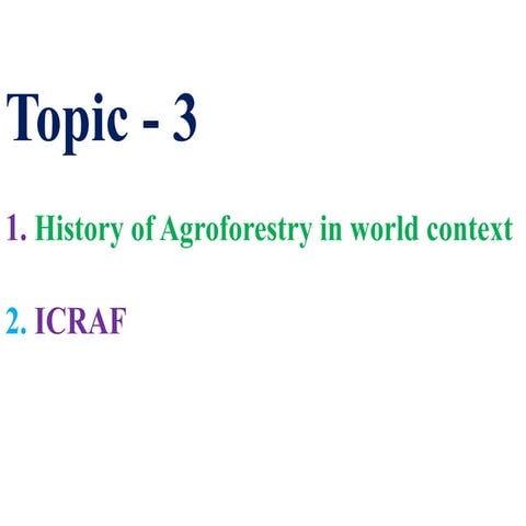 History of Agroforestry and ICRAF, Taungya system, Shifting cultivation ...