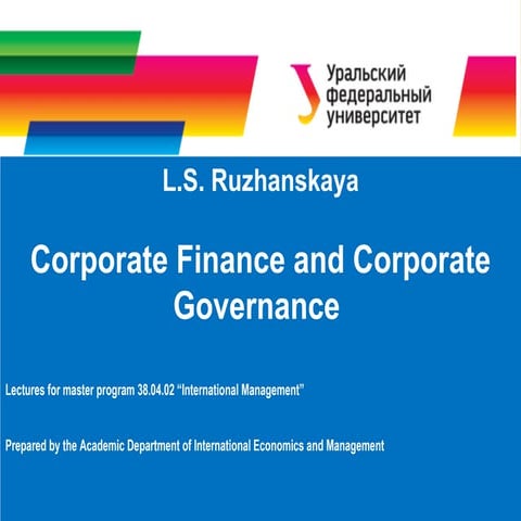 Topic 3 Corporate Finance Corporate Governance | PPTX