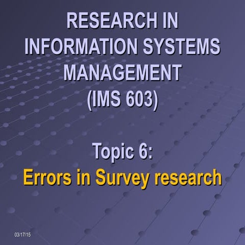 Topic 6 errors in survey research | PPT
