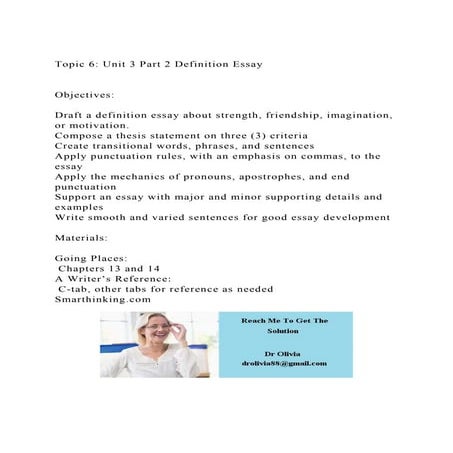 Topic 6 Unit 3 Part 2 Definition Essayobjectivesdraft Docx Books And Literature