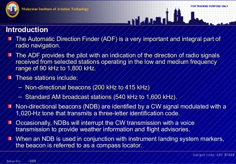 Aircraft Communication Topic 8 automatic direction finder