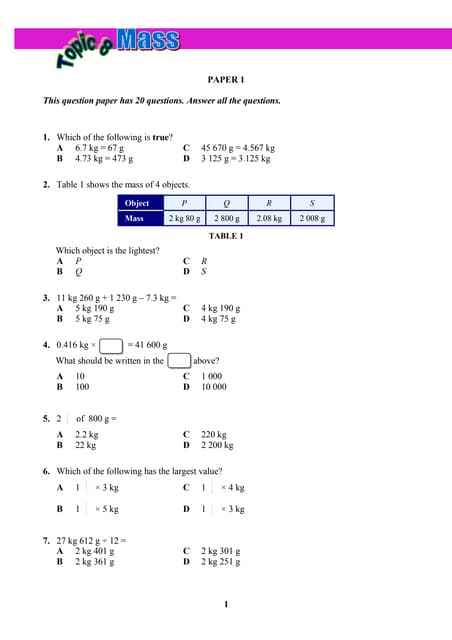 Mass / Weight Measure for Gr3 4QT.pptptx | PPTX